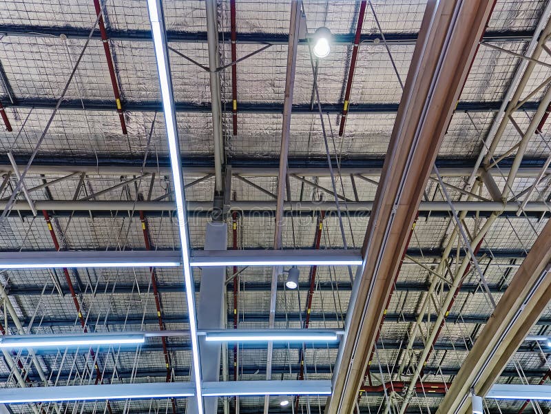 Warehouse Ceiling Structure Stock Photo - Image of detail, factory ...