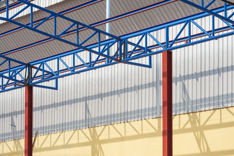 Low Angle View of Incomplete Warehouse Building Structure in ...