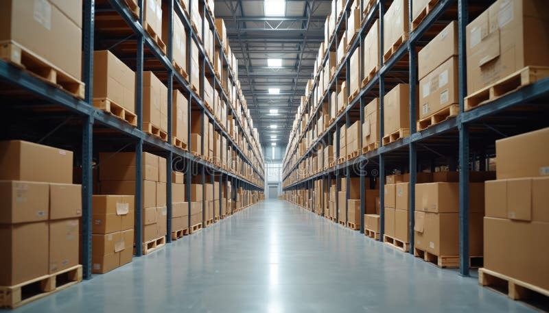 Warehouse Storage Shelves Full Empty Inventory Boxes Stock Photos ...