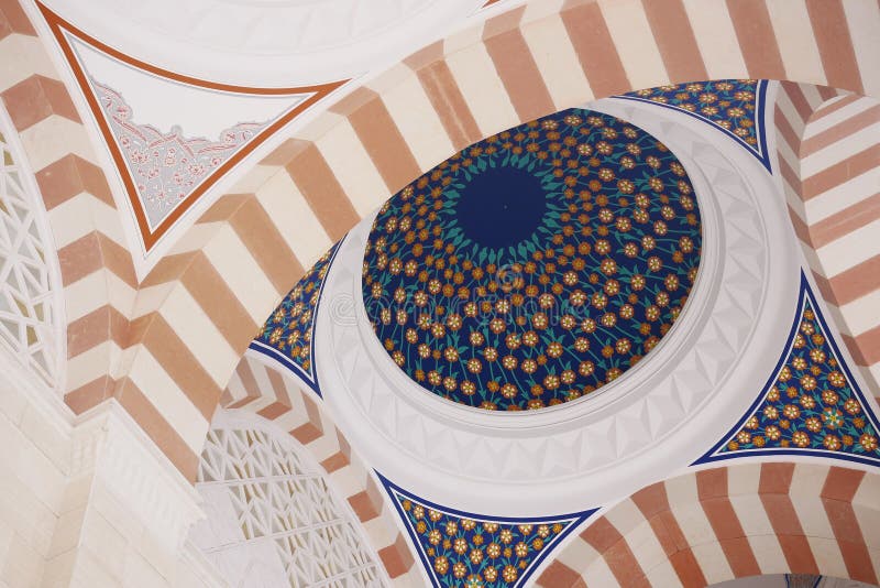 Low Angle View of Interior Design of Historic Architecture Mosque Stock ...