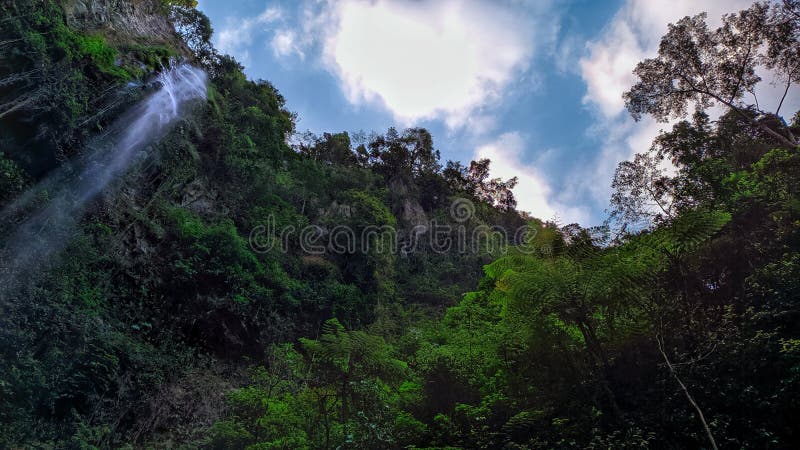 Low Angle View Landscape Kali Pancur Waterfall Stock Photo - Image of ...