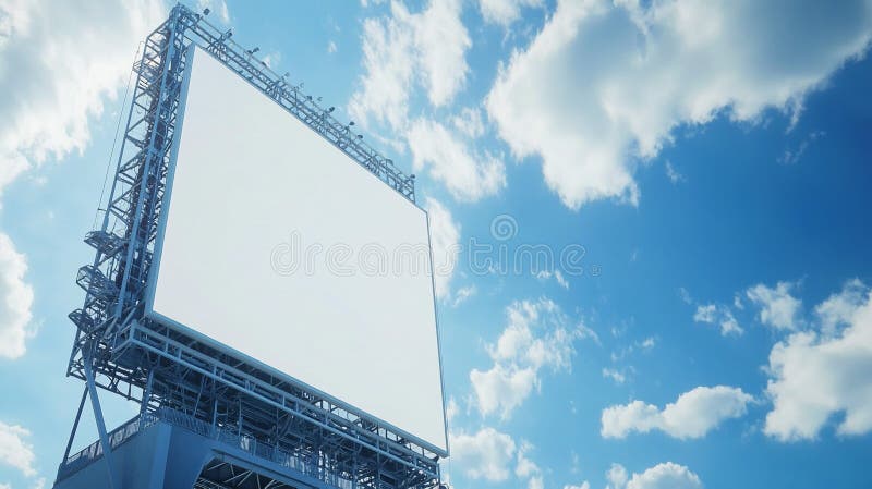 Blank Billboard Advertising Mockup Against Bright Blue Sky Fluffy ...