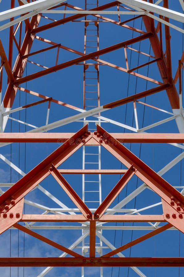 Low Angle View of a Large Transmission Tower with a Distinctive ...