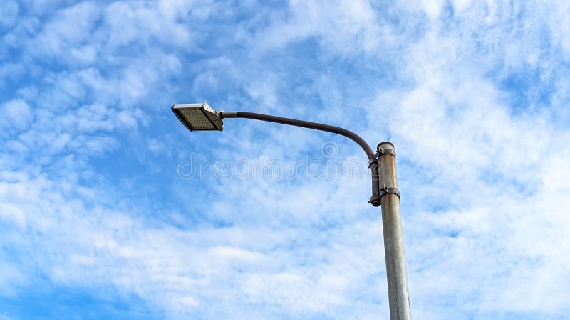 Low Angle View of LED Street Lamp Post Stock Image - Image of city ...