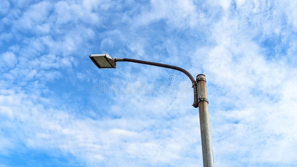 Low Angle View of LED Street Lamp Post Stock Image - Image of city ...