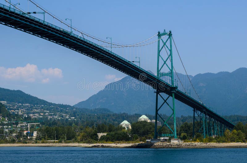 Low Angle View of Lions Gate Bridge, Vancouver, British Columbia ...