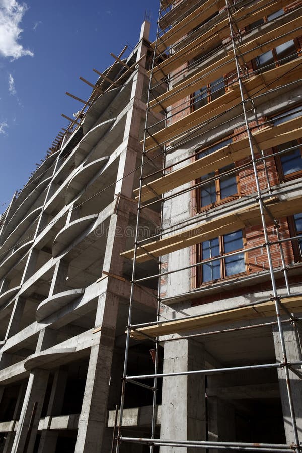 Scaffolding On Modern High Rise Construction Site Stock Photo - Image ...