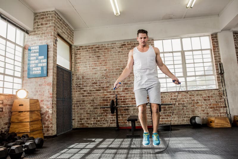 Low Angle View of Man Doing Skipping Stock Photo - Image of flooring ...