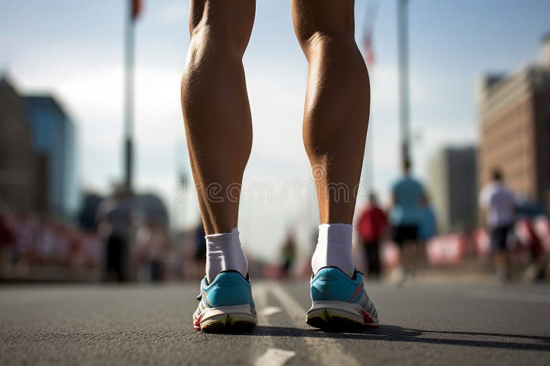Low Angle View of Marathon Runner S Legs from Behind. AI Stock ...