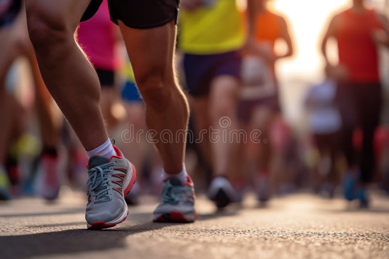 Low Angle View of Marathoner Legs during Marathon Run. Generative AI ...