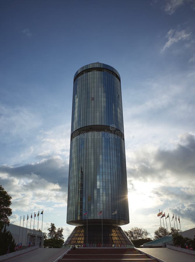 Low Angle View of Menara Tun Mustapha during the Dusk Stock Image ...