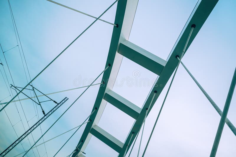 Low Angle View of Modern Bridge Structure Stock Photo - Image of ...