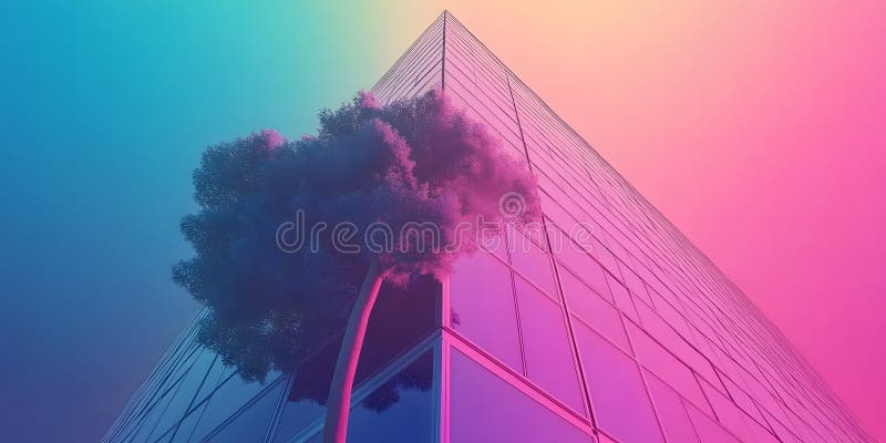 Low Angle View of a Modern Building with a Tree in Front Under a ...