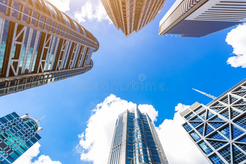 Low Angle View of Modern Buildings with Skyline Stock Image - Image of ...