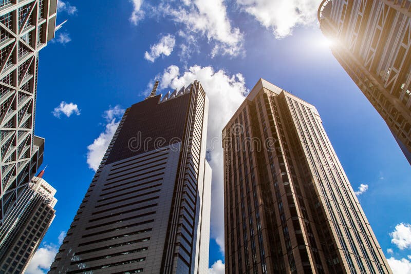 Low Angle View of Modern Buildings with Skyline Stock Image - Image of ...