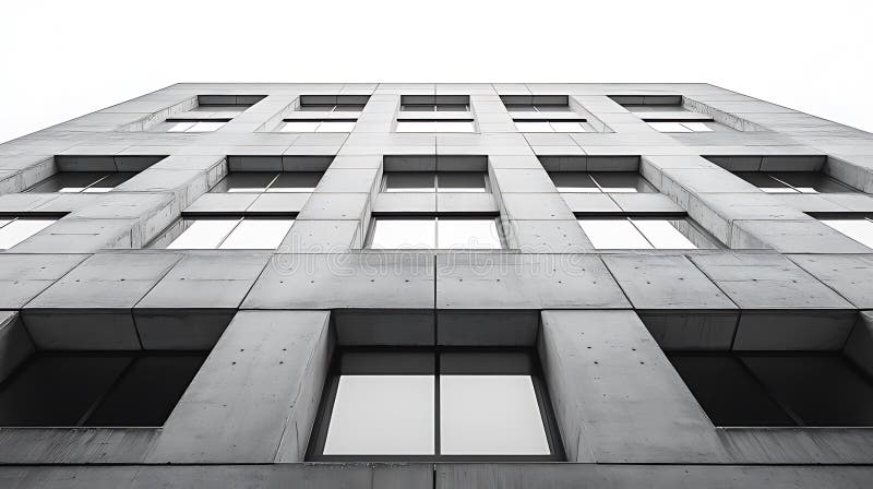 Low Angle View of a Modern Concrete Building with Large Windows Stock ...