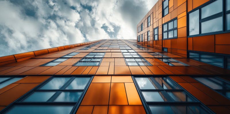 Low Angle View of a Modern Copper Building with Large Windows Stock ...