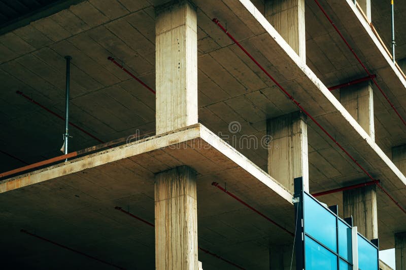 Low Angle View of Modern Corporate Office Building Construction Site ...