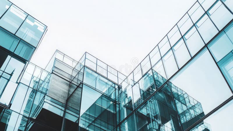 Low Angle View of Modern Glass Building Facade Stock Image - Image of ...