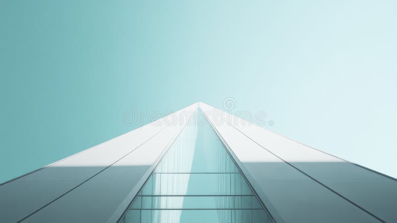 Modern Glass and Metal Building Under a Teal Sky Stock Illustration ...