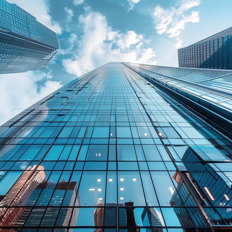 Low-angle View of a Modern Glass Skyscraper Stock Image - Image of modern, building: 367133183