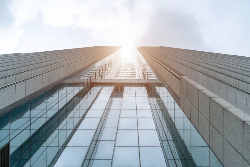 Low Angle View of Modern Office Building Exterior Stock Image - Image ...