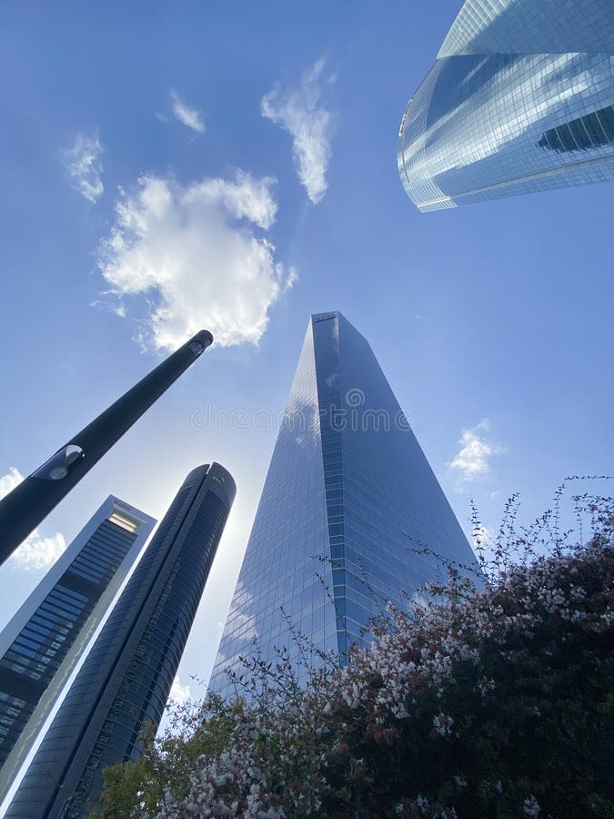 Low Angle View of Modern Office Buildings in Madrid Business District ...