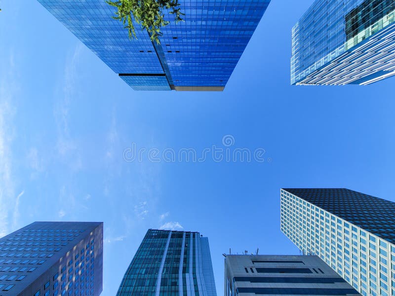 Low Angle View of Modern Office Buildings in Seoul Stock Image - Image ...