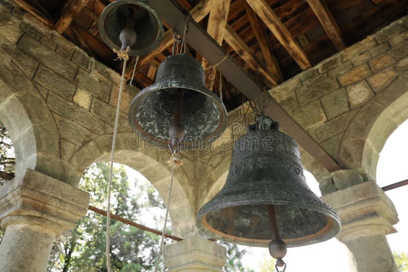 Low Angle View of Different Old Bells in Tower Stock Photo - Image of ...