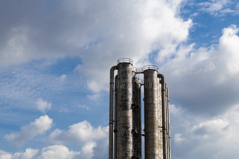 Low Angle View of Old Rusty Industrial Chimney Architecture Stock Image ...
