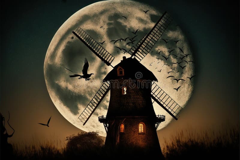 Windmill Moon Stock Illustrations – 915 Windmill Moon Stock ...