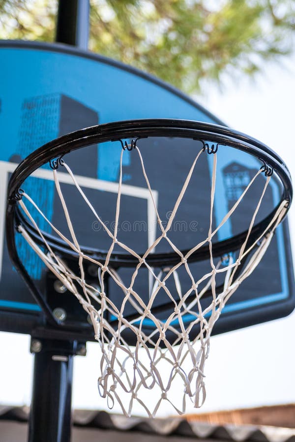 Low Angle View on Outdoor Basketball Hoop Stock Image - Image of ...