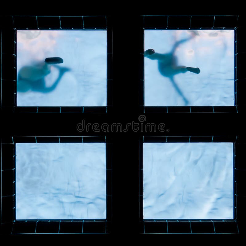 Low-angle View of People Walking and Swimming in a Pool Stock Photo ...