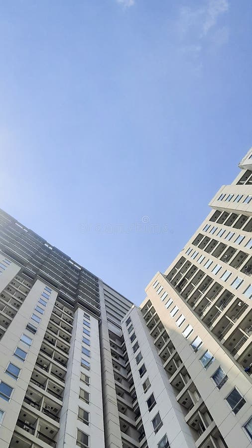 Low-angle View Perspective Portrait of an Apartment Building. Stock ...