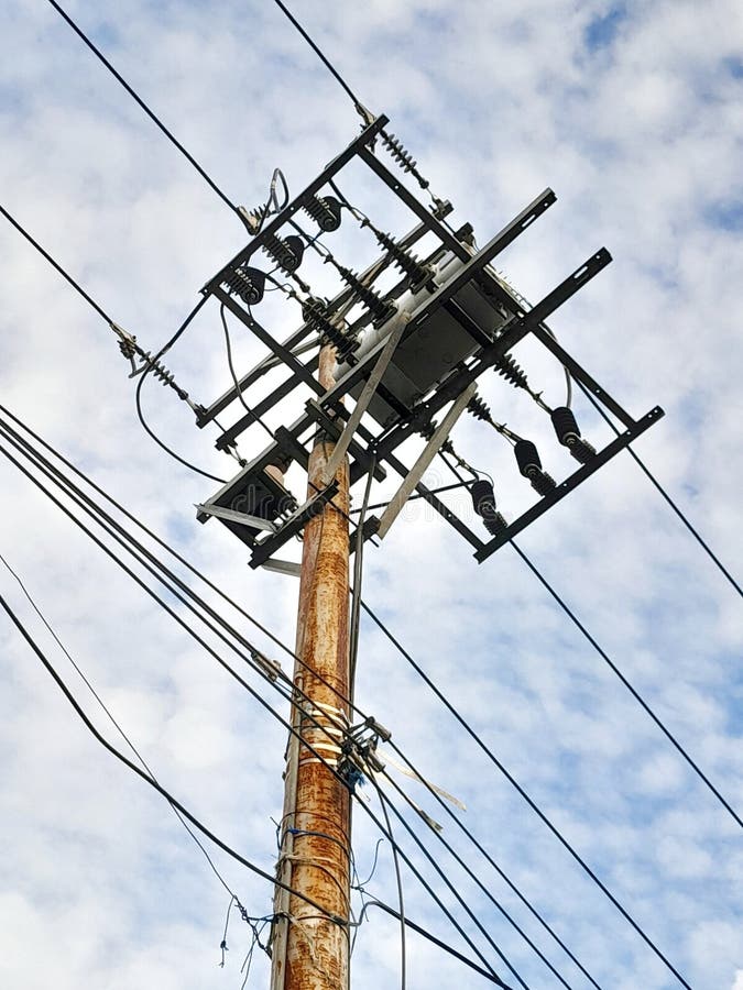 Low Angle View of a Power Pole on the Side of the Road Stock Image ...