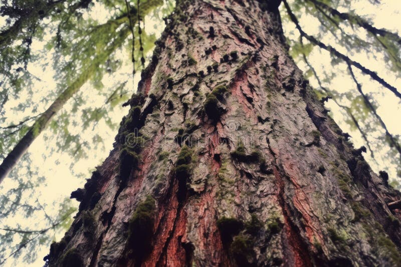 Low-angle View of Redwood Tree Bark Texture Stock Illustration ...