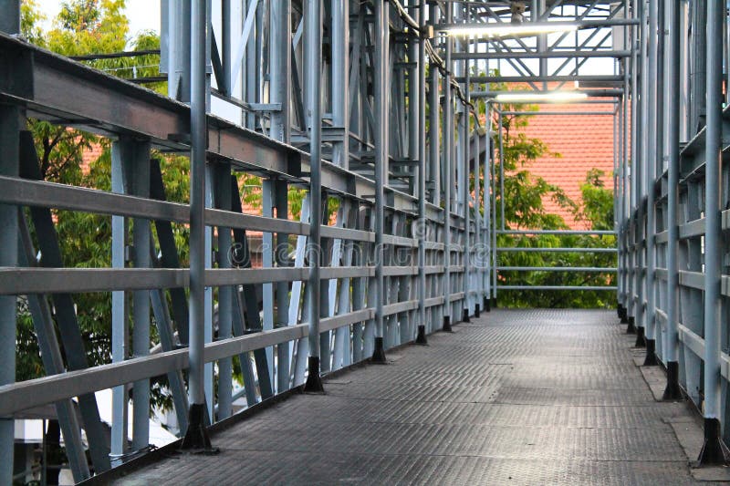 Low Angle View of Right Side of Empty Pedestrian Bridge. Stock Photo ...