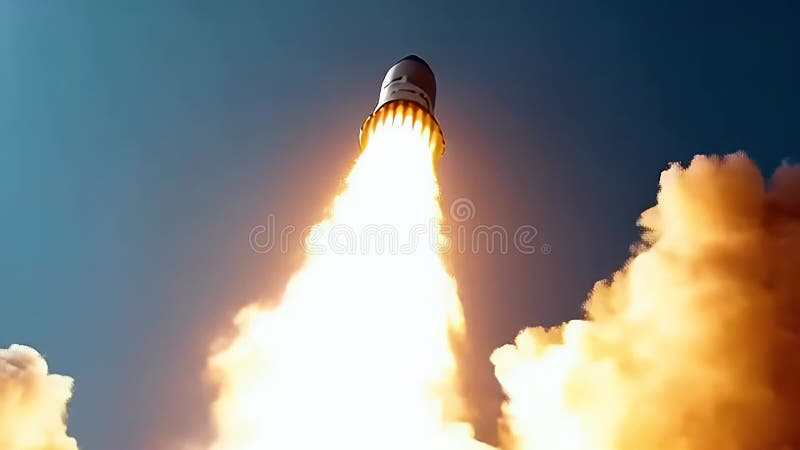 Rocket Launch Against Clear Blue Sky Stock Video - Video of space ...