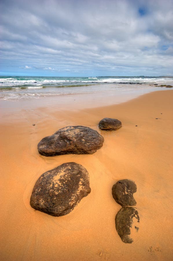 Low Angle View of Rocks on Beach at Phillip Island Stock Photo - Image ...
