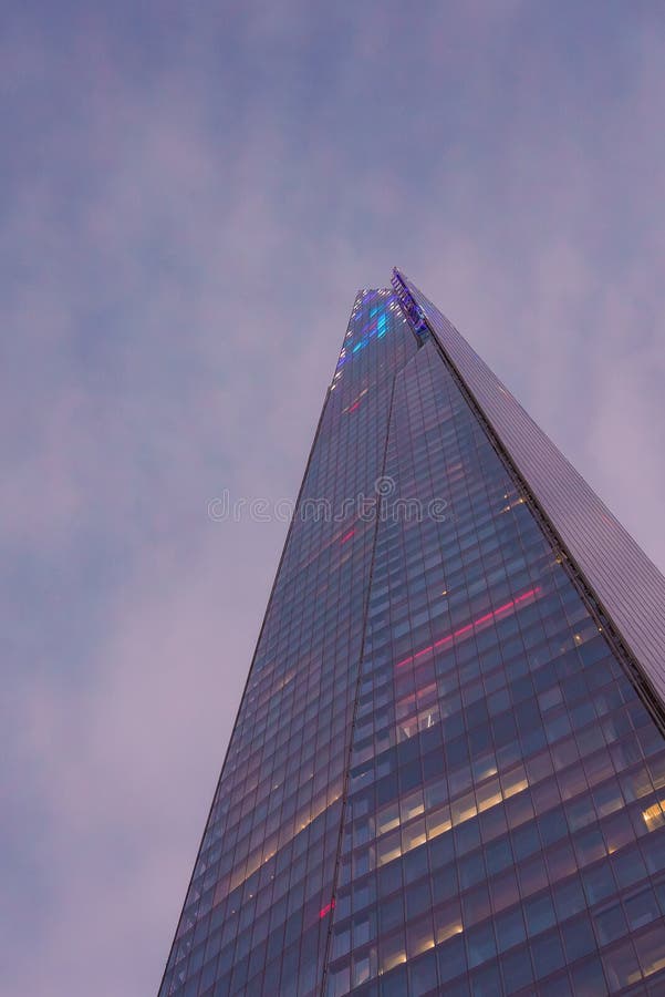 Low Angle View of the Shard in London at Dusk Stock Image - Image of ...