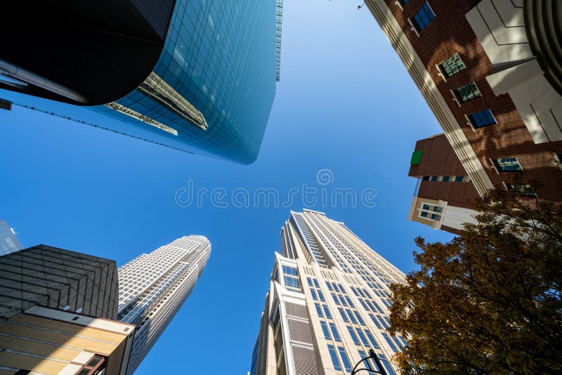 Low Angle View of Skyscrapers in the City Stock Image - Image of ...