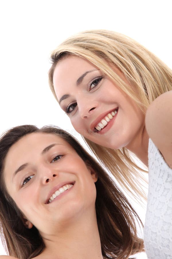 Low Angle View of Smiling Women Stock Image - Image of enjoyment, angle ...
