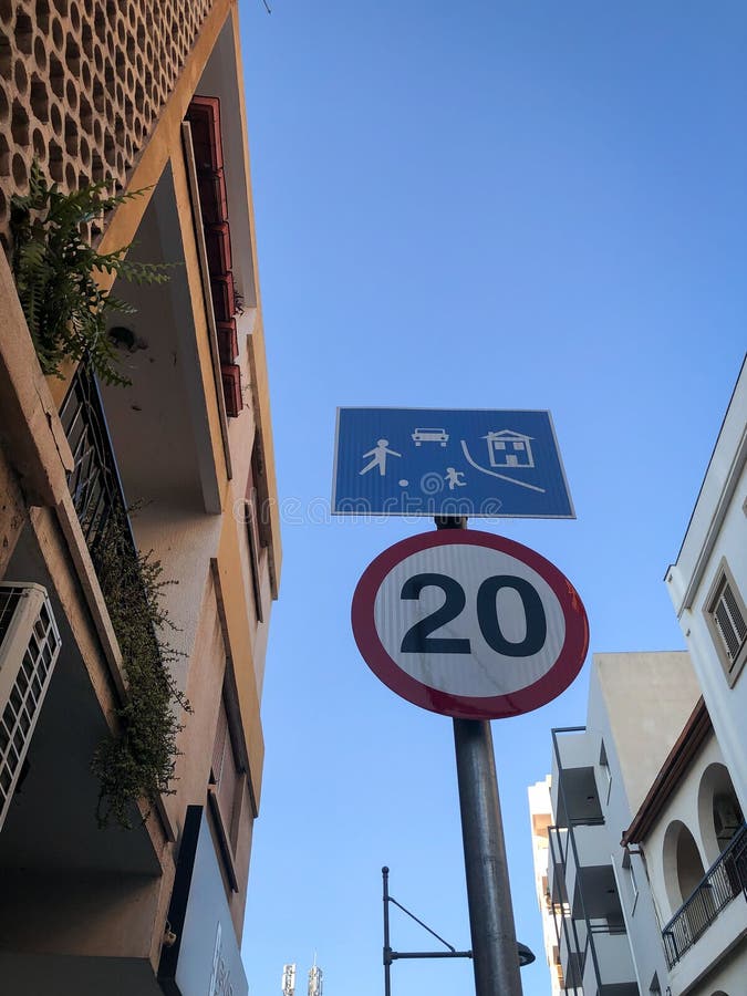 Low Angle View of a Speed Limit Sign on a Street Stock Illustration ...