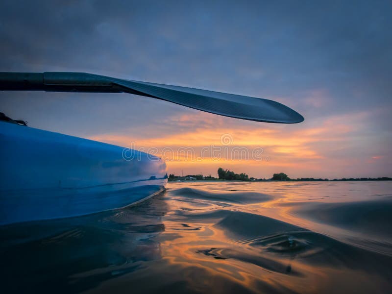 Stand Up Paddleboard at Sunset Stock Photo - Image of reflection, water ...