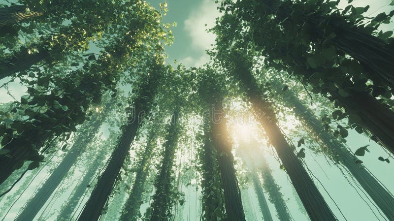 Low-angle View of Sunlit Forest Canopy Stock Photo - Image of growth ...