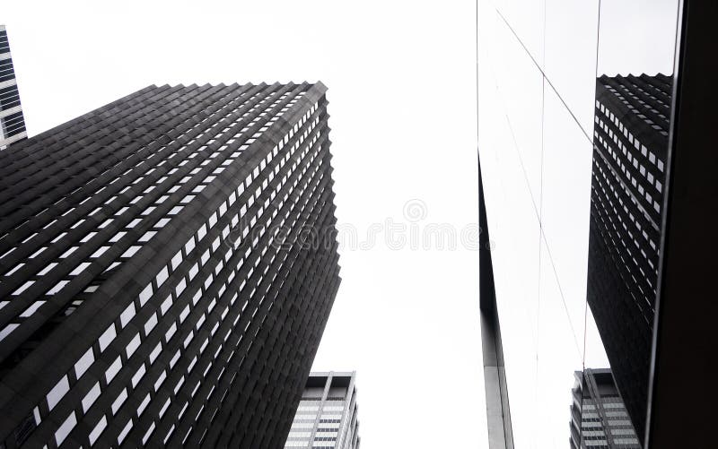 Low-angle View of Tall City Buildings Stock Photo - Image of reflection ...