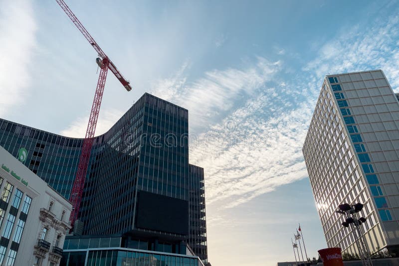 Low Angle View of Tall Modern Buildings in Brussels Editorial Stock ...
