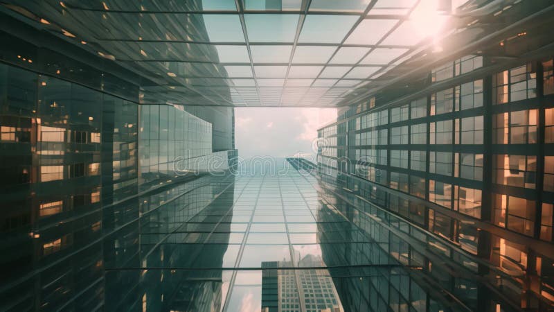 A Low-angle View of a Tall Skyscraper with a Reflective Glass Facade in ...