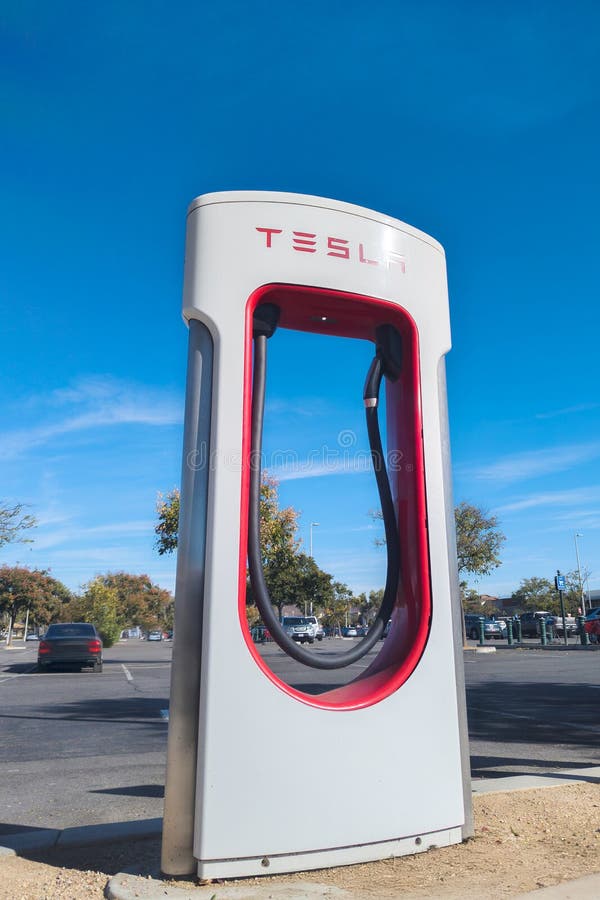 Low Angle View of a Tesla Charging Station Editorial Photo - Image of ...
