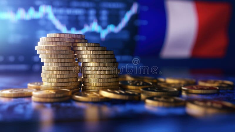 Low Angle View of Top of a Stack of Plain Gold Coins, Representing the ...